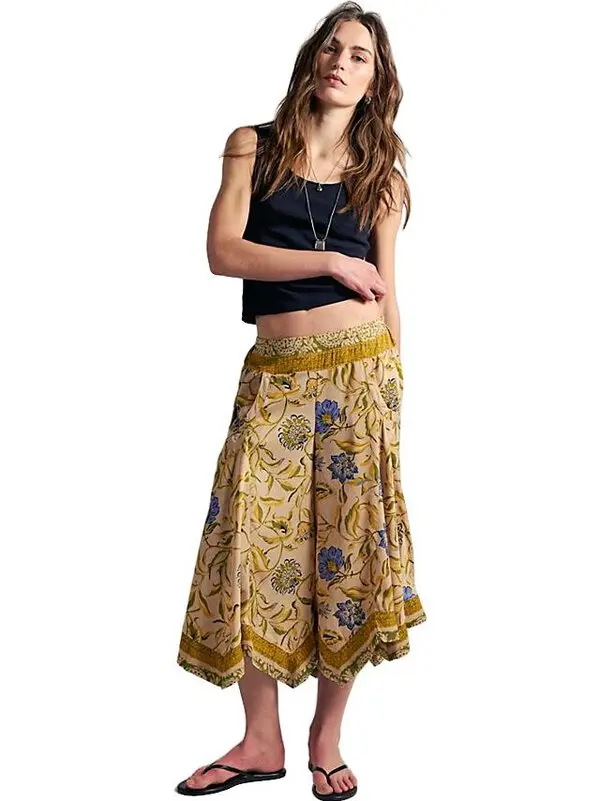 Free People Sweet Reaction Cropped Culottes - Sunflower Combo