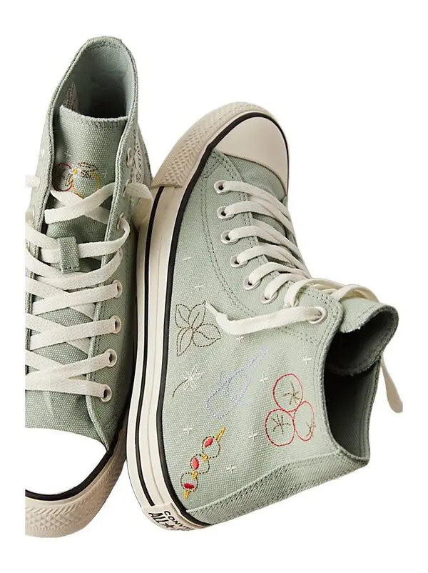 CONVERSE Chuck Taylor All Star Embroidered High-top Sneakers - Thyme Again/gold Palm
