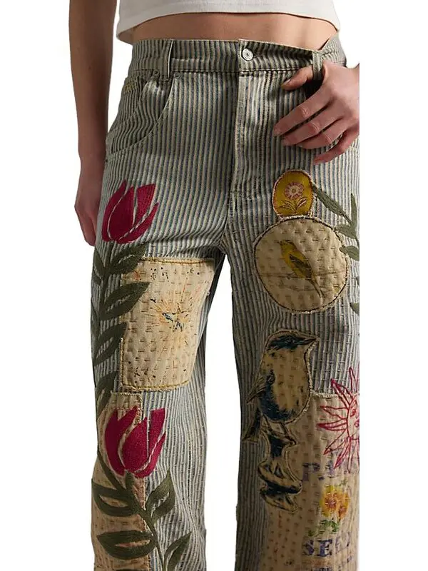 Free People We The Free Holland Boyfriend Jeans - Tulip Field Combo