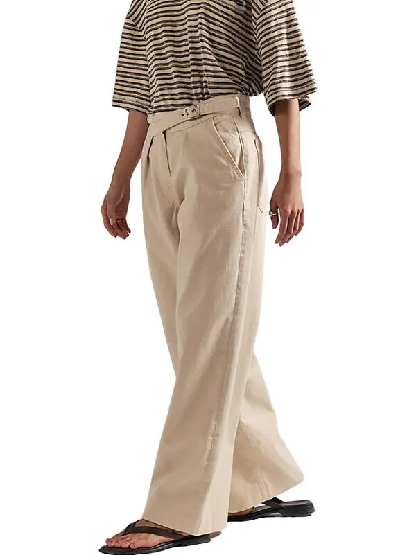 Free People Buckle Up Wide-leg Trousers - Neutral