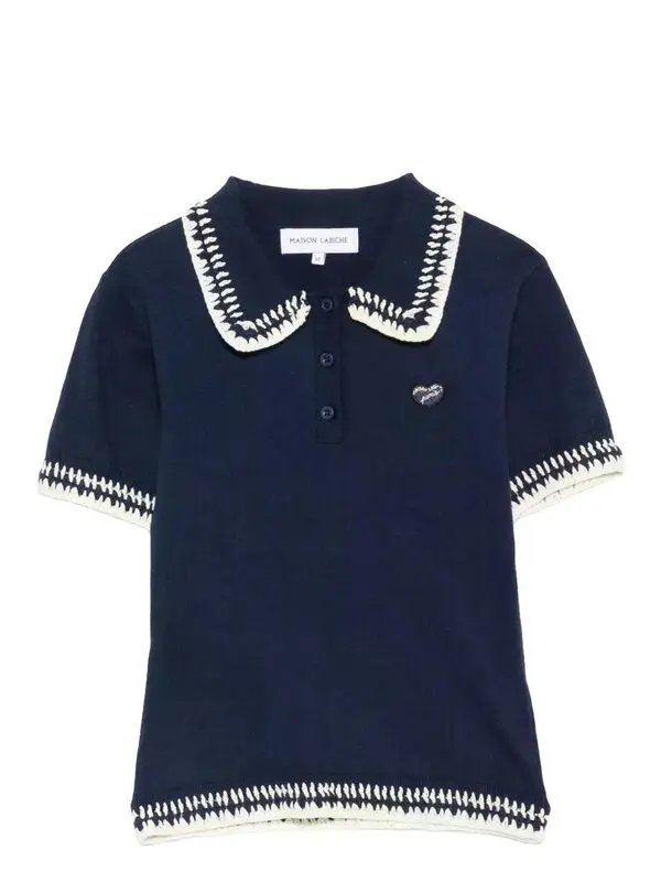Maison Labiche Caillavet Crocheted-collar Polo Shirt - Blue
