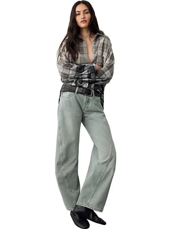 Free People We The Free Fable Low-rise Twisted Seam Jeans - Aloe