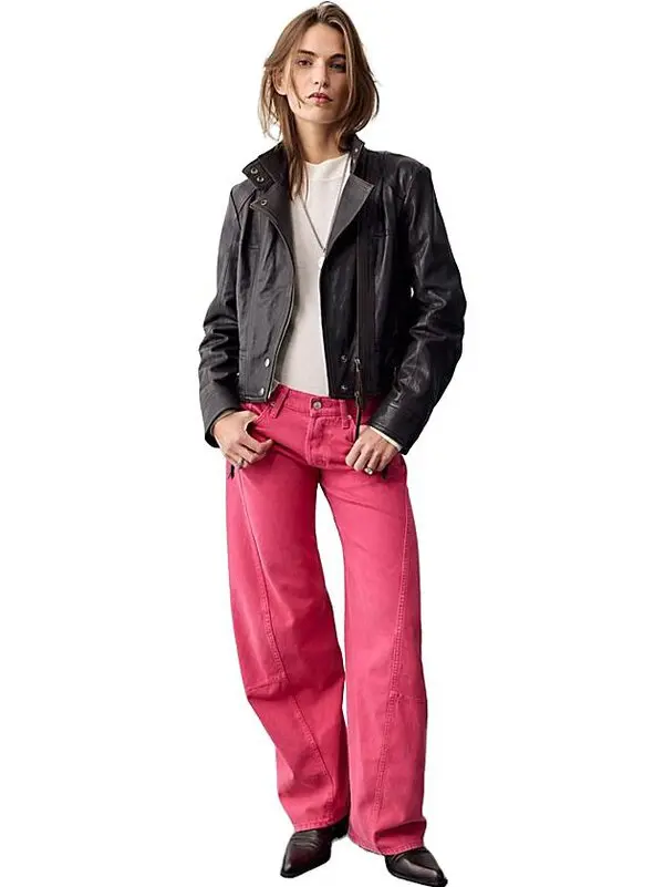 Free People Fable Low-rise Twisted Seam Jeans - Fuschia