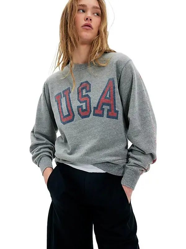 THE BUREAU Usa Heather Terry Sweatshirt - Grey