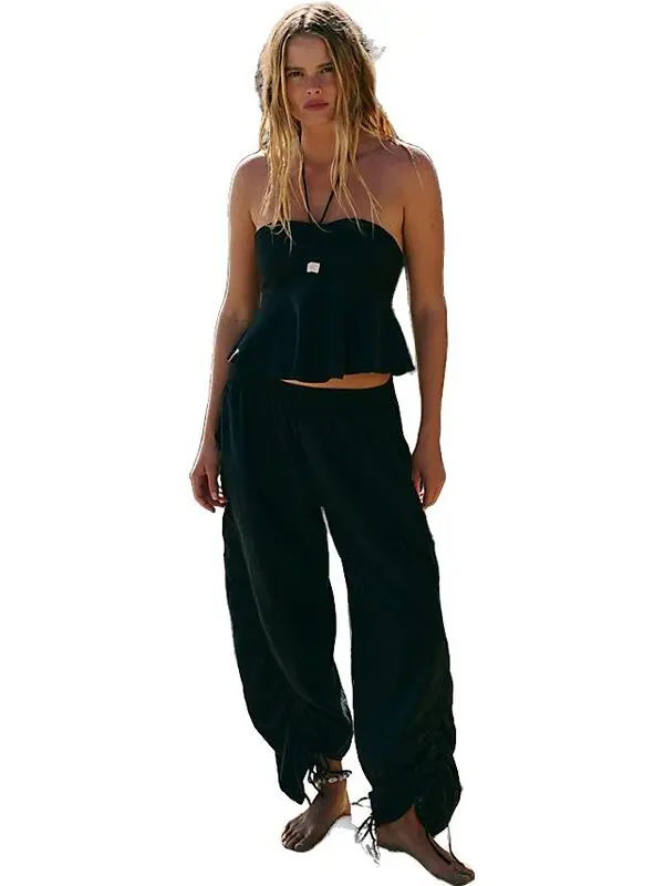 Free People Cotton-linen Pant Set - Black