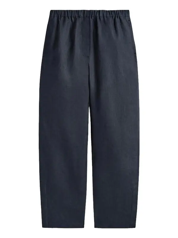 Cos Elasticated Linen Barrel-leg Pants - Blue