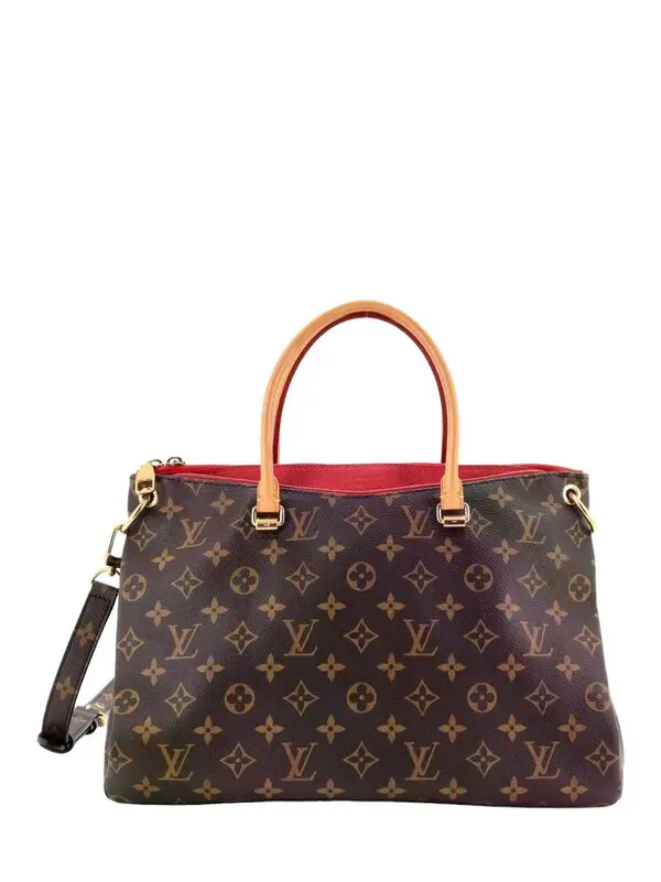LOUIS VUITTON Pallas Tote Monogram Canvas With Leather Shoulder Bag - Red