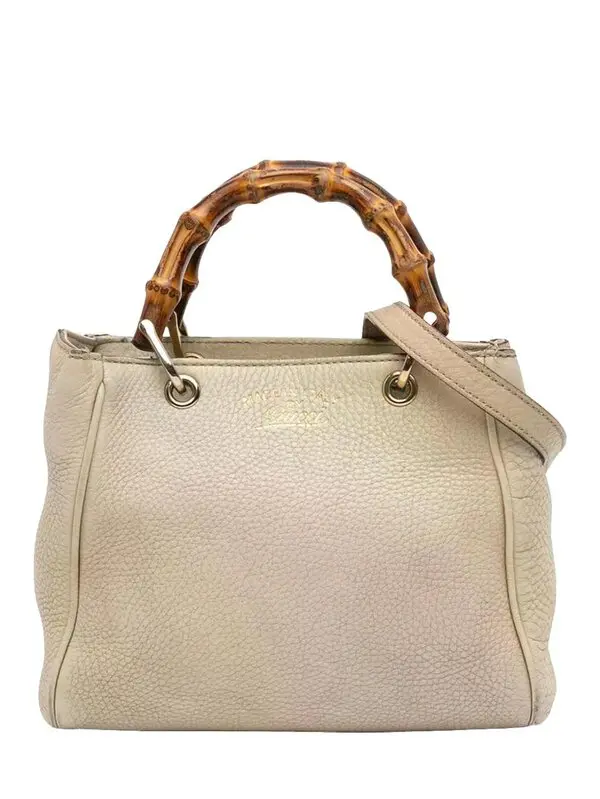 Gucci Mini Calfskin Bamboo Shopper Satchel - Brown