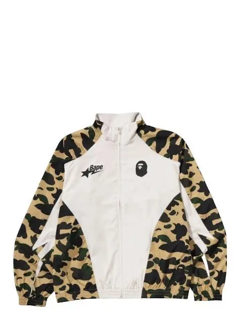 A BATHING APE 1st Camo Stand Collar Track Jacket - Yellow