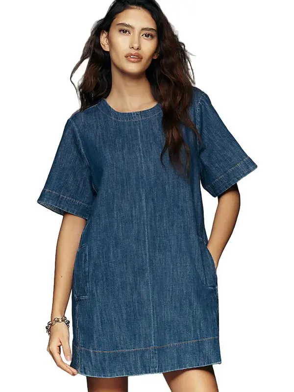 Maeve The Emmy Denim Swing Dress - Dark Denim