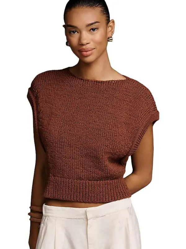 Anthropologie Short-sleeve Pullover Top - Cappucino