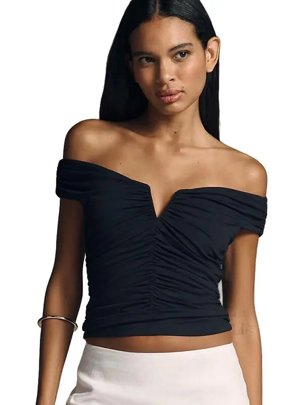 Susana Monaco V-wire Off-shoulder Top - Black