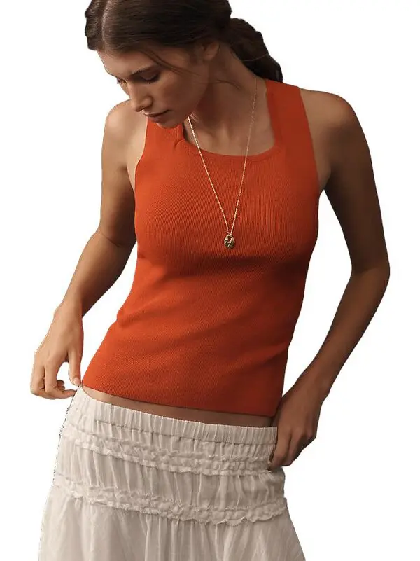 Maeve Cross-back Sweater Tank Top - Cherry Tomato