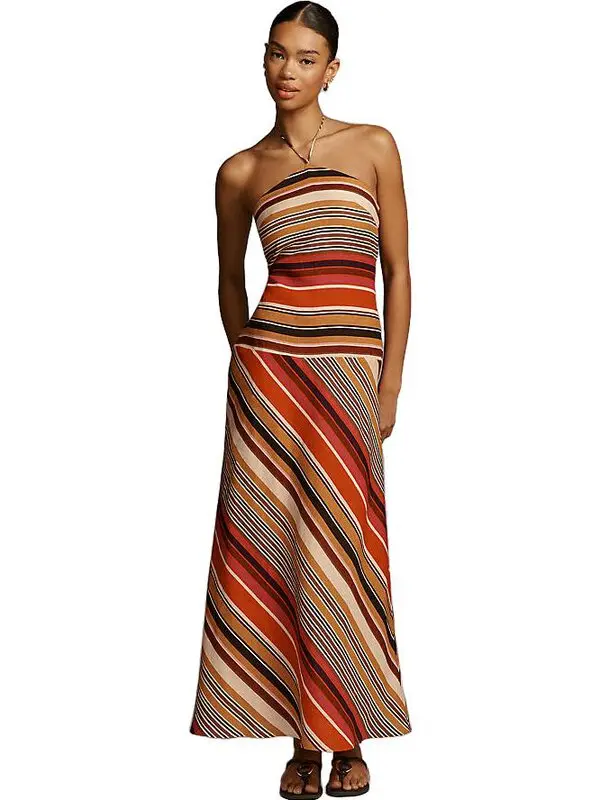 Faithfull The Brand Clara Linen Halter Maxi Dress - Murano Amber
