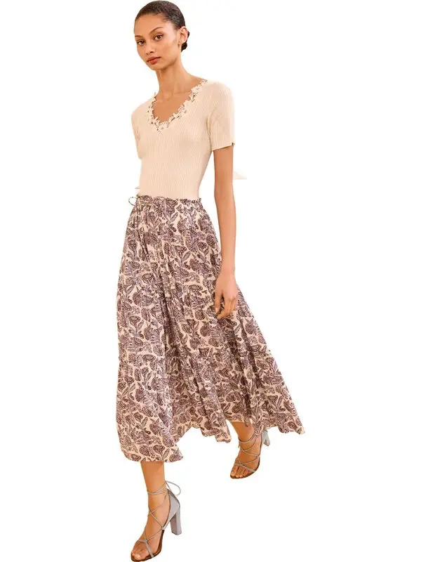 Ulla Johnson Nessa Cotton Midi Skirt - Meadow
