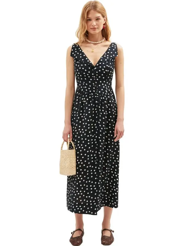 Rixo Siena Emma Spot Dress - Black