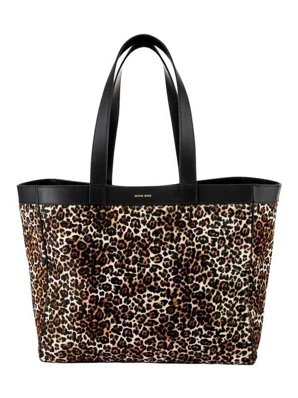 ANINE BING Medium Rio Leopard-print Tote Bag - Neutrals