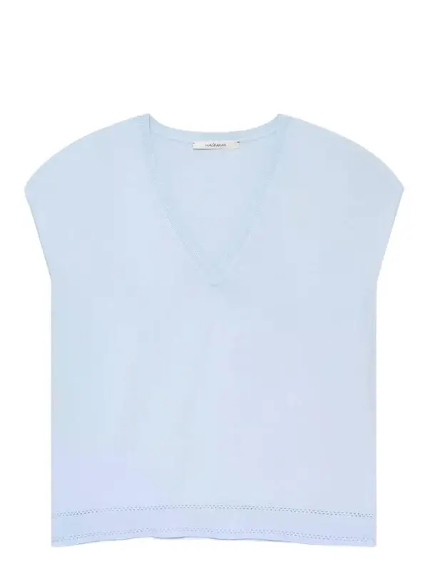 Malìparmi V-neck Top With Openwork Hem - Blue