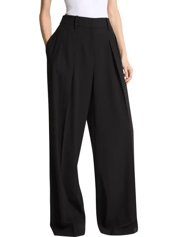 Michael Kors Pleated Wool Trousers - Black