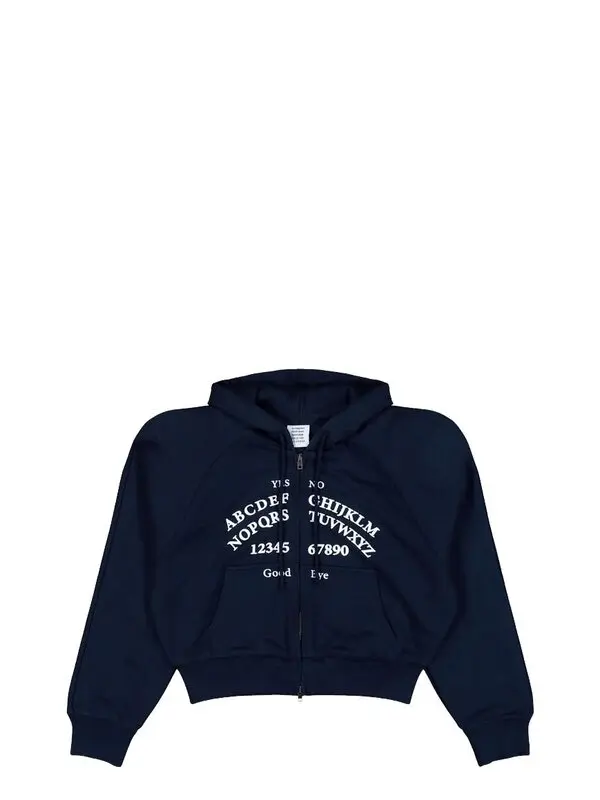 Vetements Alphabet Round Shoulder Zip-up Hoodie - Navy