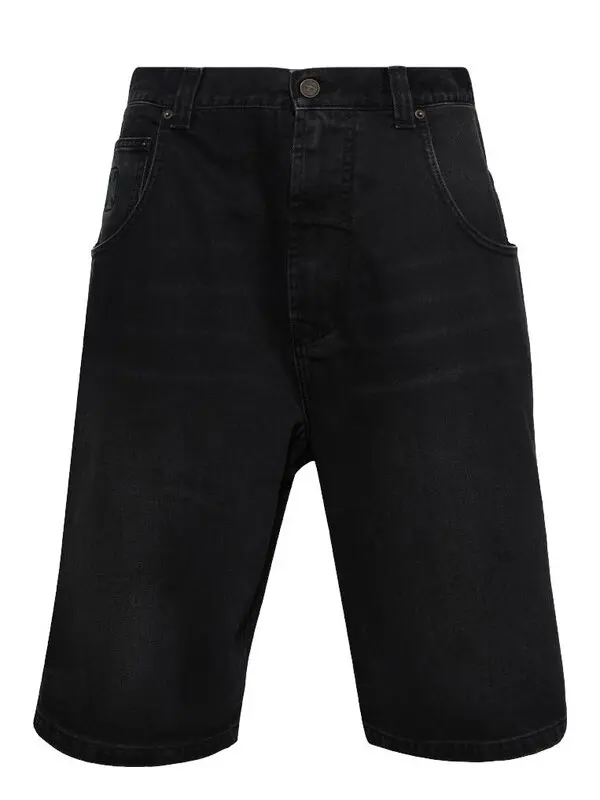 Vetements Biker Cross Applique Denim Shorts - Black