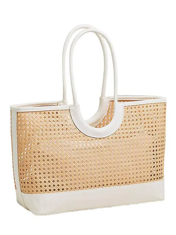 SHIRALEAH Lyra Woven Tote Bag - White