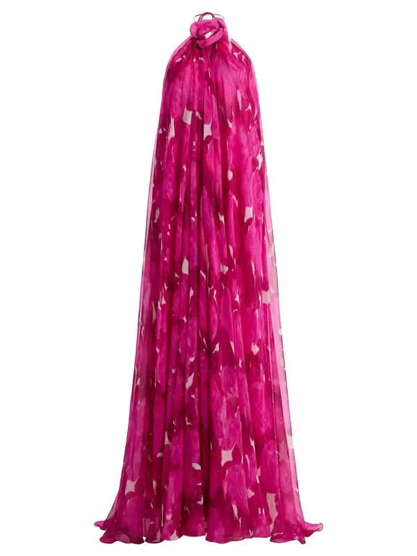 Valentino Garavani Chiffon Rose Moire Gown - Multi