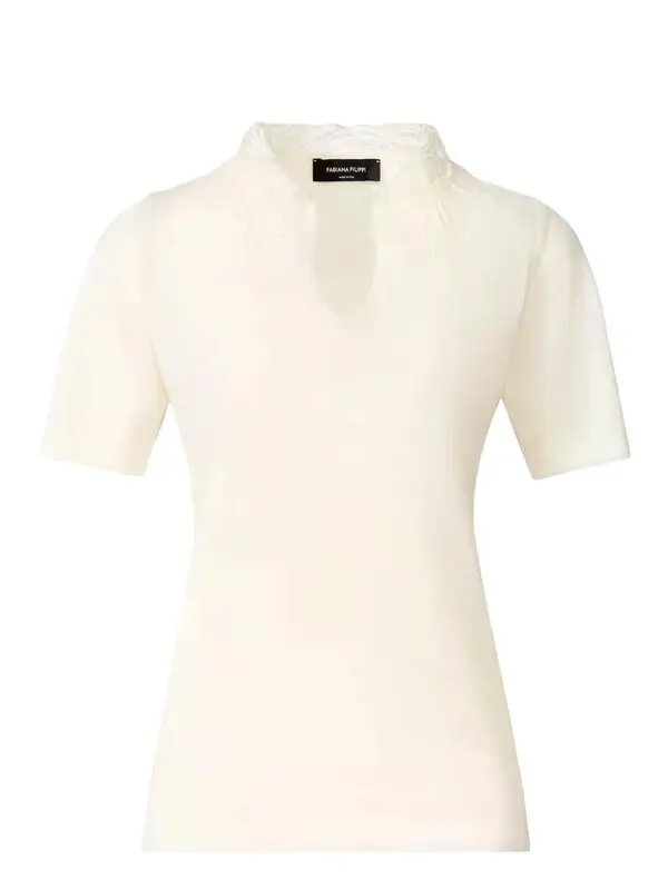 Fabiana Filippi V-neck Lace-detail Top - Neutrals