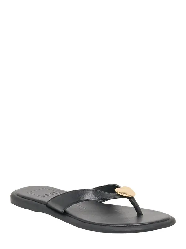 Dolce Vita Jaina Embellished Flip Flop - Black Leather