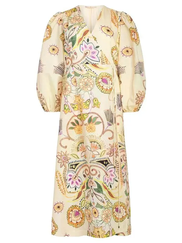 MARIE OLIVER Everette Floral Puff-sleeve Dress - Neutrals