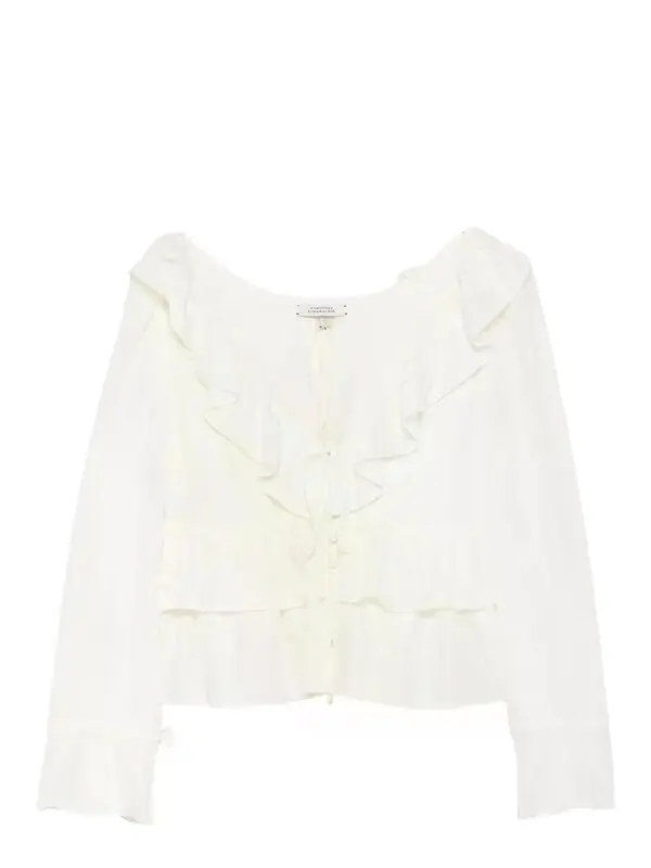 Dorothee Schumacher Playful Volumes Ruffled Tie Blouse - White