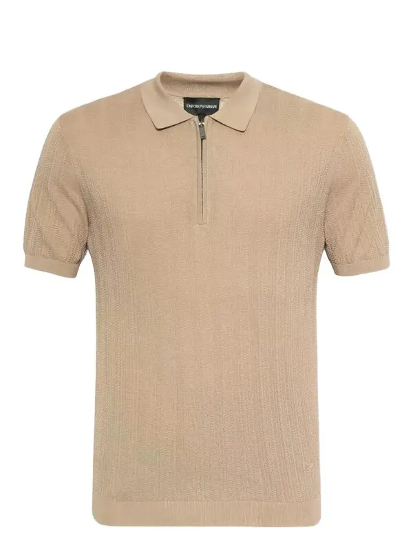 Emporio Armani Zip Polo Shirt - Neutrals