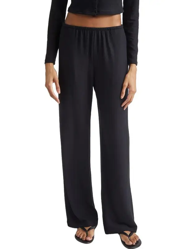 LESET Lauren Knit Wide-leg Pants - Black