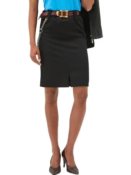 Versace Heavyweight Wool Grain De Poudre Pencil Skirt - Black