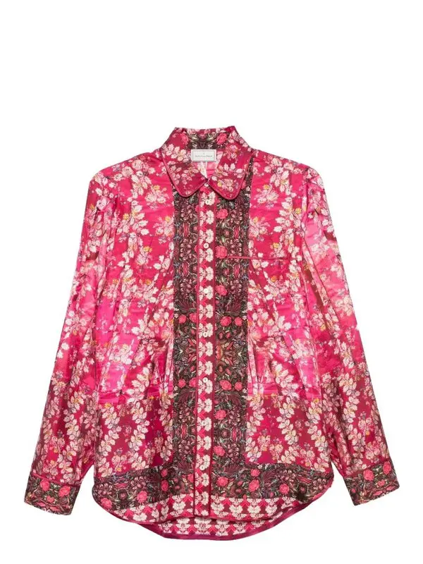 PIERRE-LOUIS MASCIA Aloe Floral-print Collared Shirt - Pink