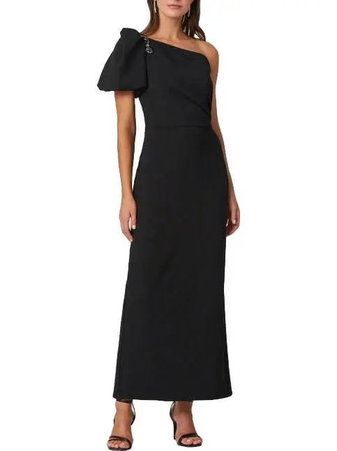 Shoshanna Midnight Embellished Crepe Perla Dress - Jet