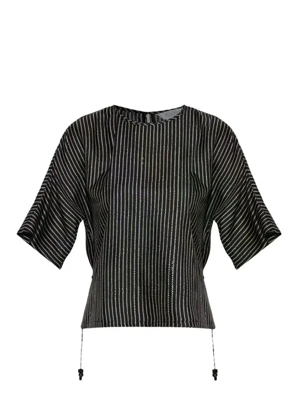 Max Mara Striped Drawstring Top - Black
