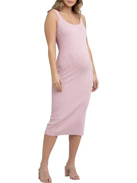 RIPE MATERNITY Carmen Rib Maternity Dress - Pink