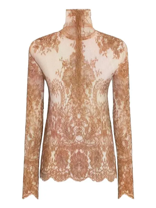 Dolce & Gabbana Lace High-neck Top - Brown