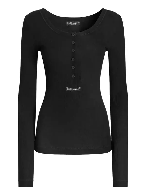 Dolce & Gabbana Buttoned Long-sleeve T-shirt - Black
