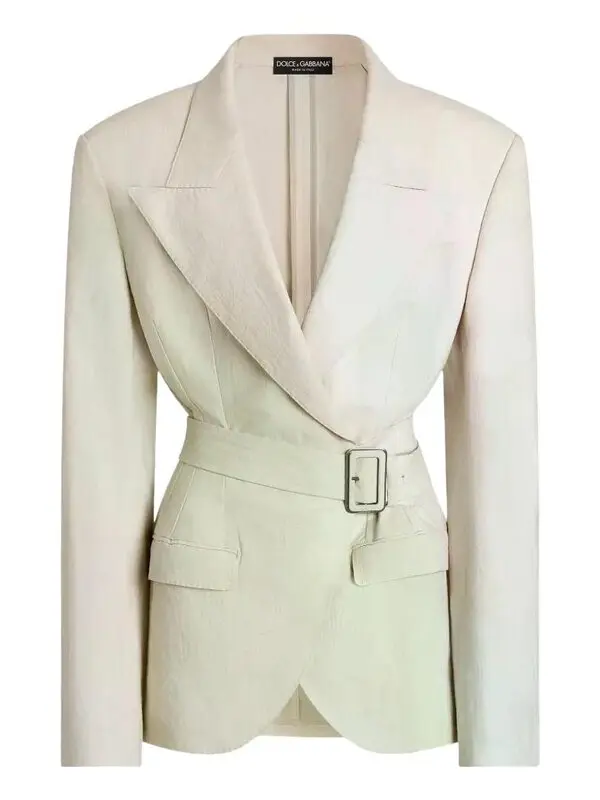 Dolce & Gabbana Single-breasted Belted Jacket - Neutrals