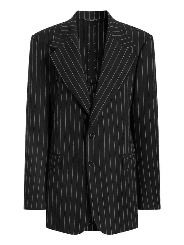 Dolce & Gabbana Striped Buttoned Blazer - Black