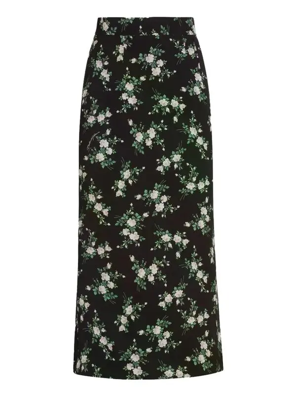 Dolce & Gabbana Rose-print Midi Skirt - Black