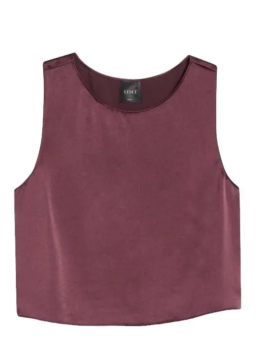 LESET Barb Crop Tank - Malbec