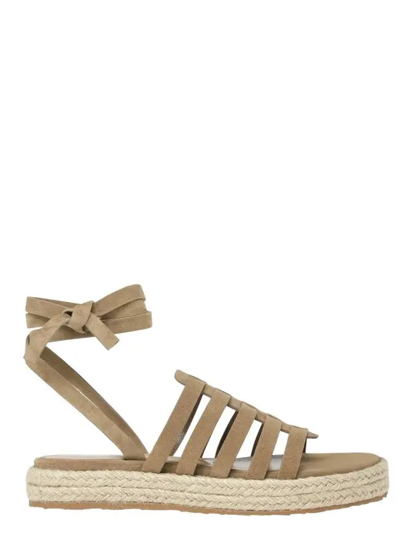 GIANVITO ROSSI Pompei Espadrille Sandals - Brown Suede Leather