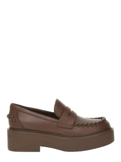 GIANVITO ROSSI Yuna Leather Loafers - Brown Calf Leather