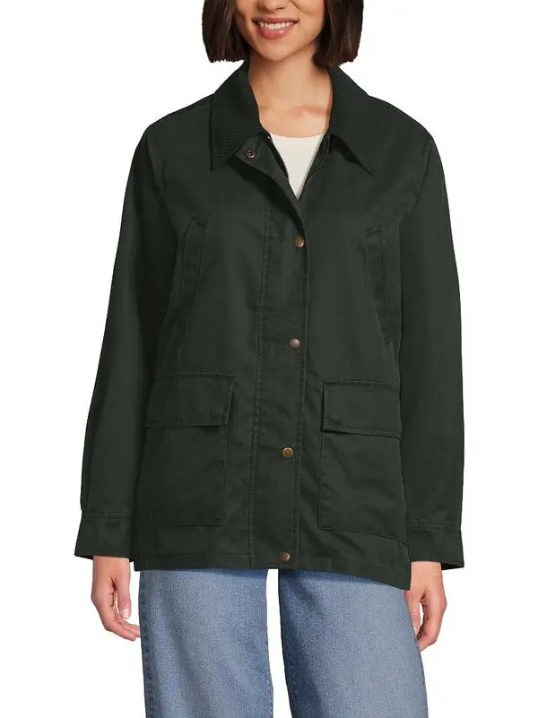 LANDS' END Waxed Barn Jacket - Dark Green