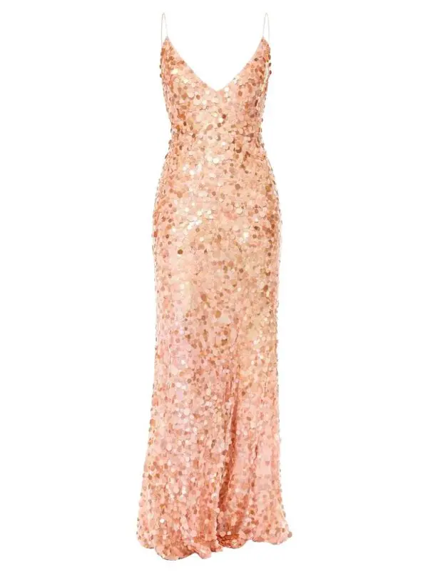 LoveShackFancy Emmalisa Sequined Maxi Dress - Pink