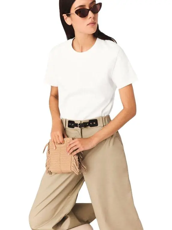 Maje T-shirt With Embroidered Logo - White