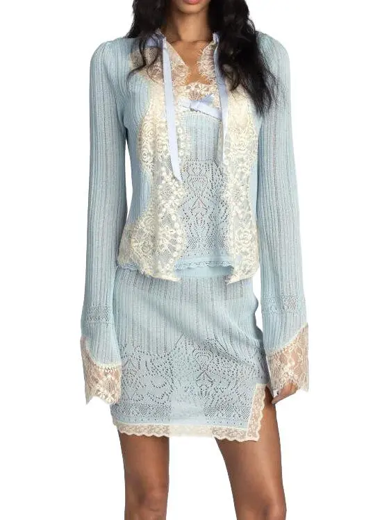 Anna Sui Lingerie Lace Knits Cardigan - Sky Blue